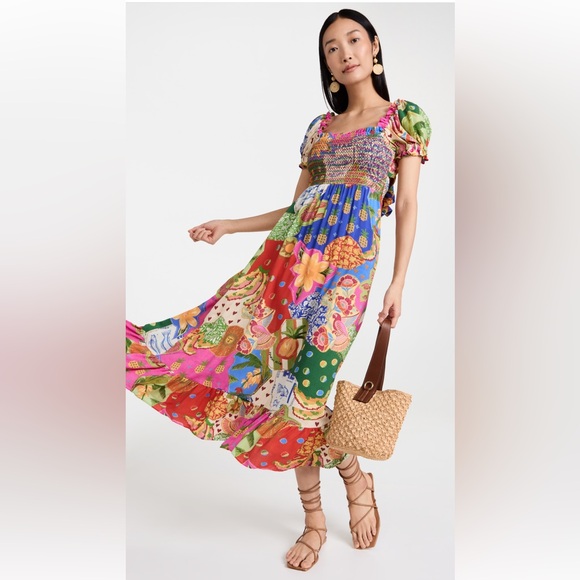 FARM Rio | Dresses | Farm Rio Sunny Mix Midi Dress Size S | Poshmark